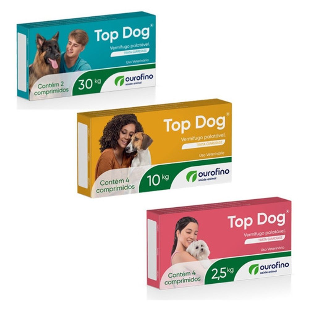 Vermífugo para Cães Top Dog 2,5 kg (Caixa com 4 Comprimidos) - Ourofino ...